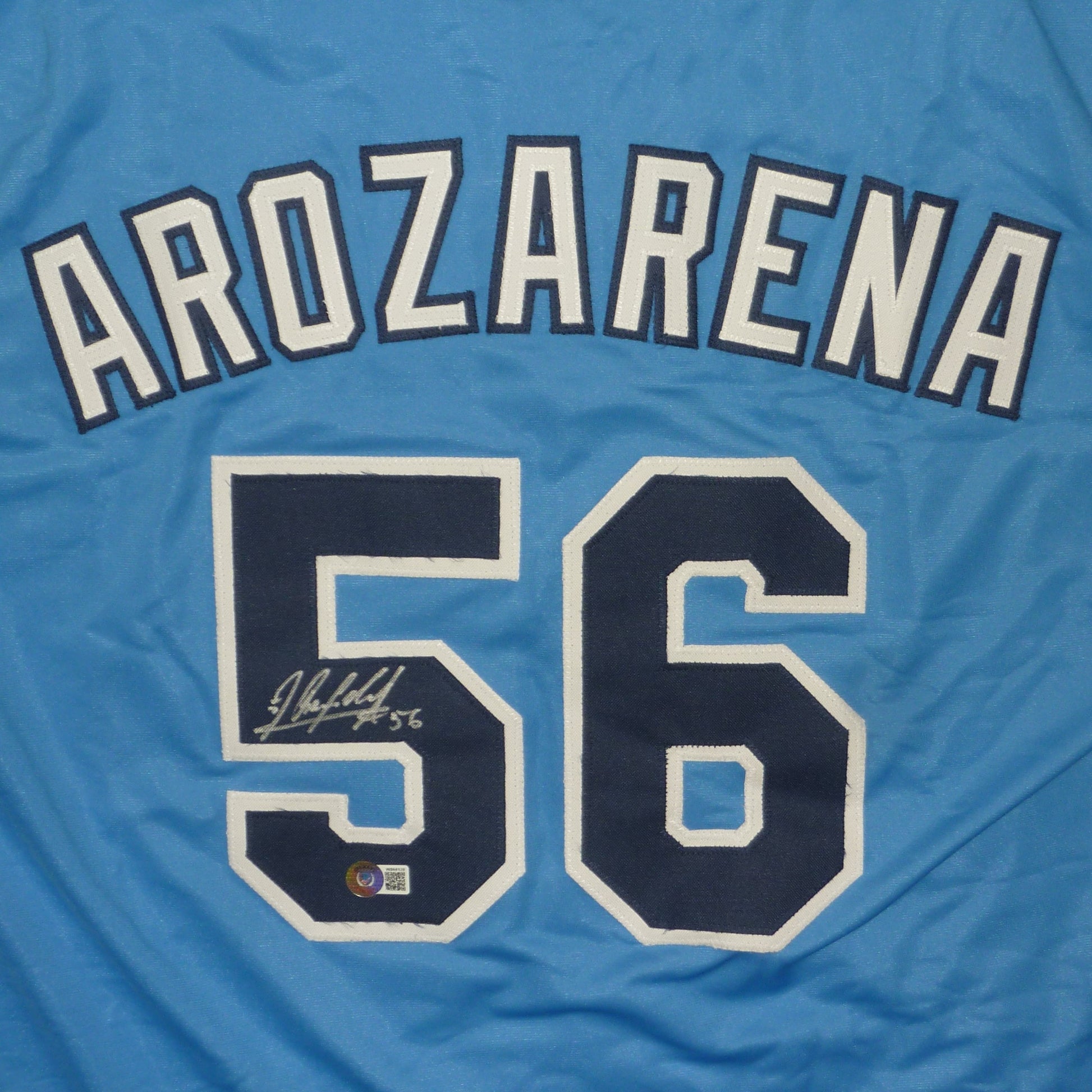Randy Arozarena Autographed Tampa Bay (Light Blue #56) Custom Jersey ...