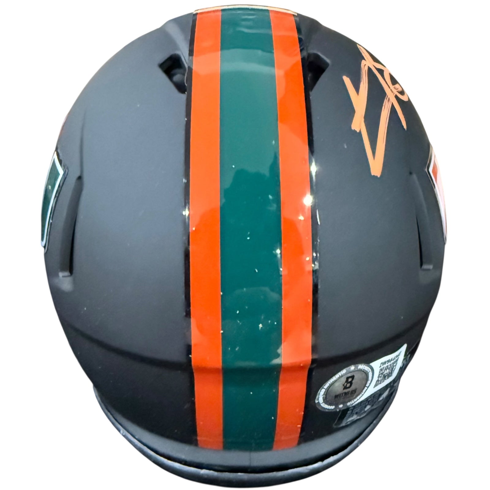 Carson Beck Autographed Miami Hurricanes (Black Alternate) Mini Helmet ...