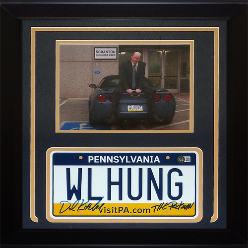 David Koechner Autographed The Office License Plate WL HUNG Deluxe Fra ...